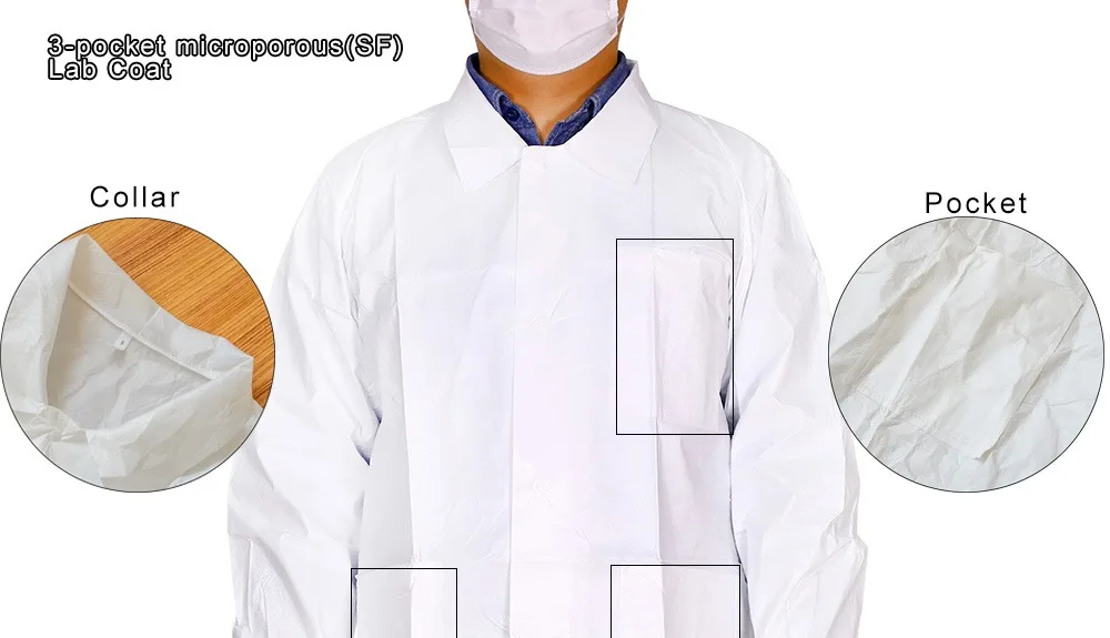 Visit Coat Lab Coat Safety Uniform Non Woven Work Wear Laboratory Dust ...