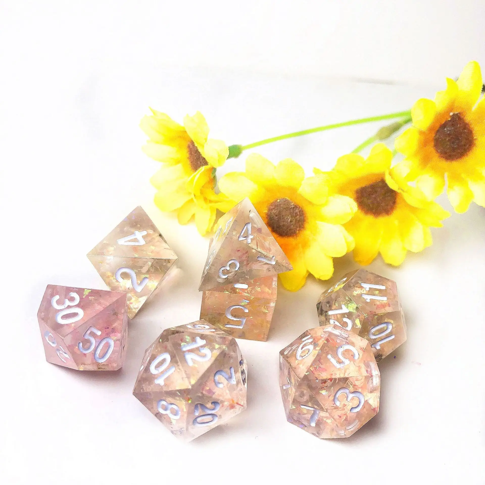 Board Game Dice Dnd Set 7pcs Resin Material Customized Transparent ...