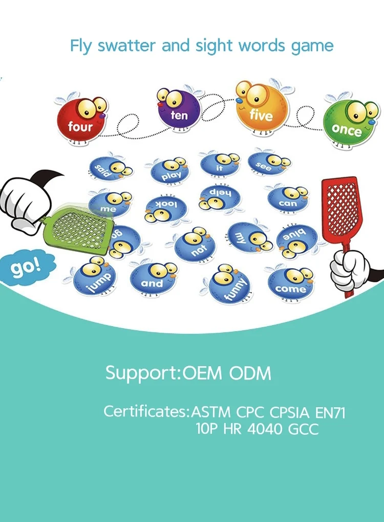 Fly Swatter Cards Educational Games,Literacy Reading Flash Cards Toy ...