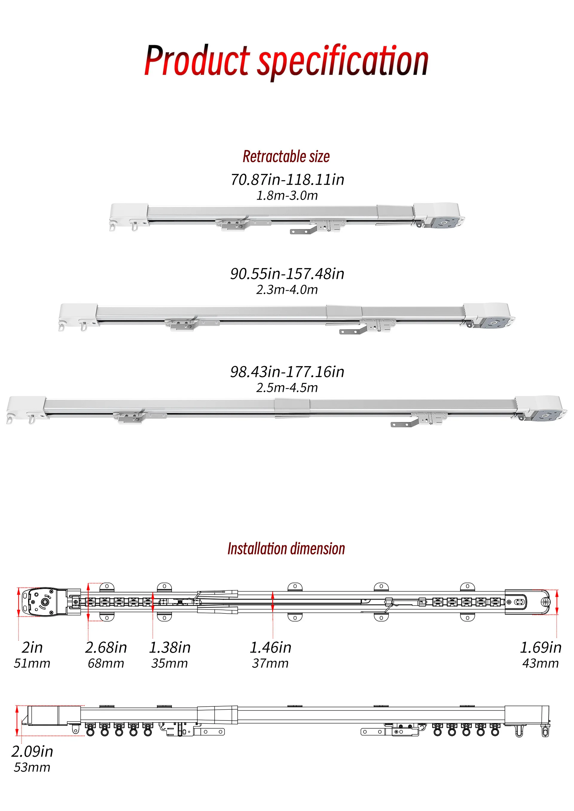 Telescopic Motorized Curtain Rail - Tuya Wifi Control
