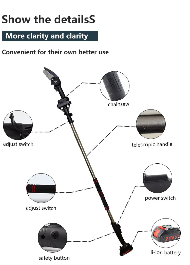 F 2-in-1 Cordless Long Pole Chain Saw - Versatile & Powerful