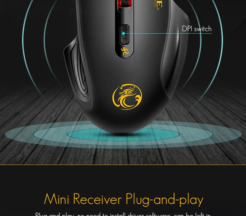 IMICE G1800 Silent Wireless Mouse with USB Dongle, Red Color