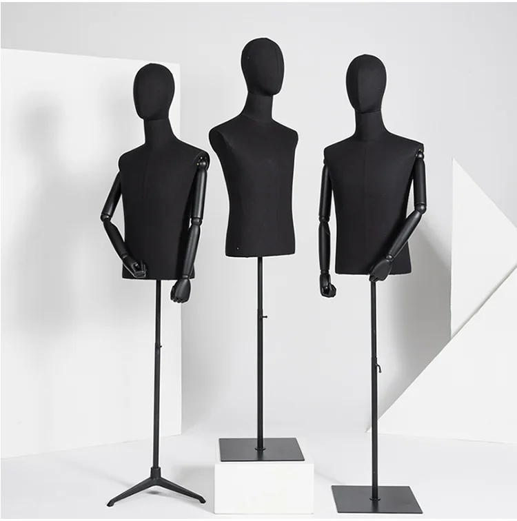 Fashion Black Color Male Display Mannequins Cheap Half Body Mannequin ...
