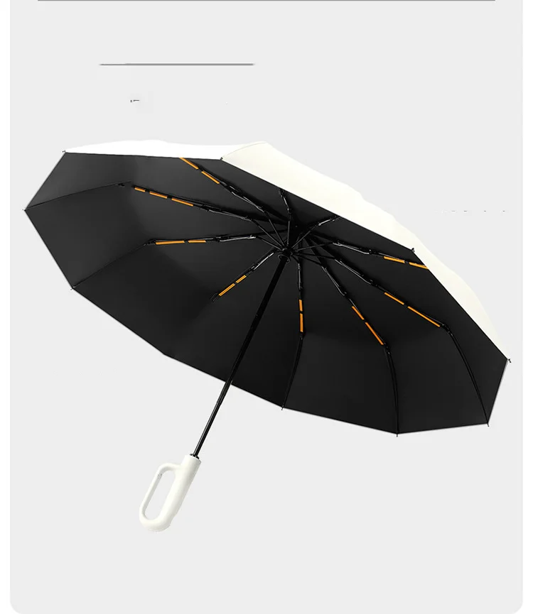 Portable 10 Ribs Three Folding Windproof 106 Cm Automatic Folding ...