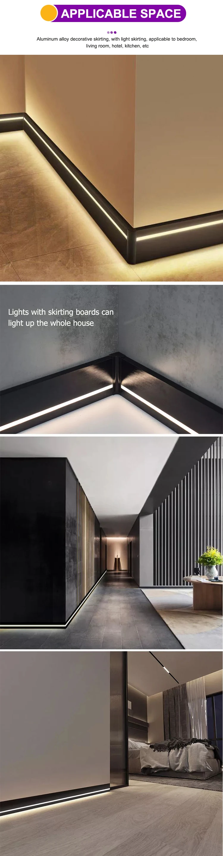 Wall Led Skirting Board Aluminum Skirting Light Floor Skirting Line Led ...