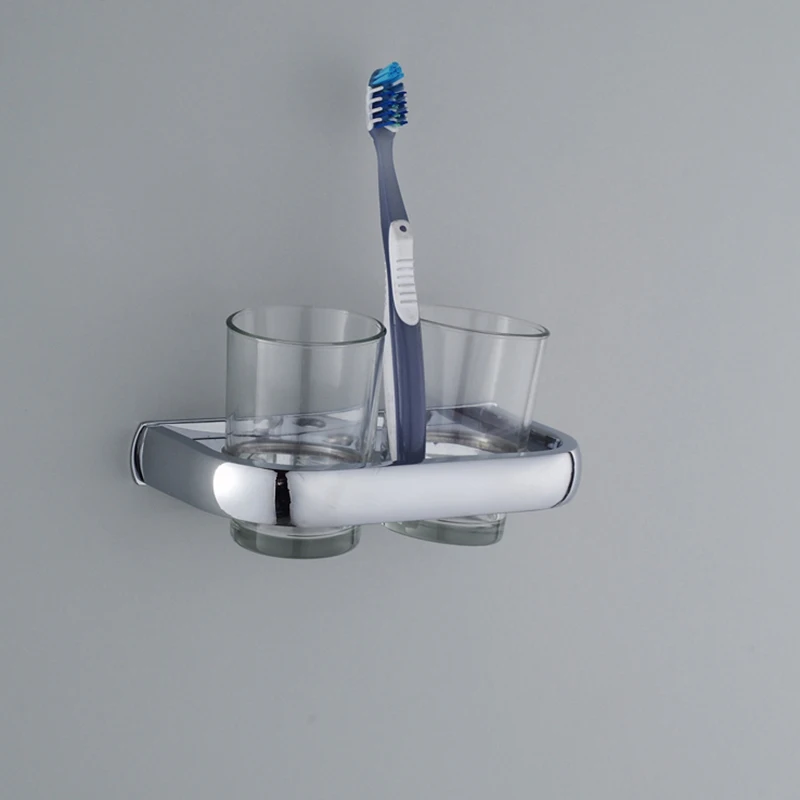 304 Stainless Steel Wall Mounted Double Tumbler Holder Bathroom Glass ...