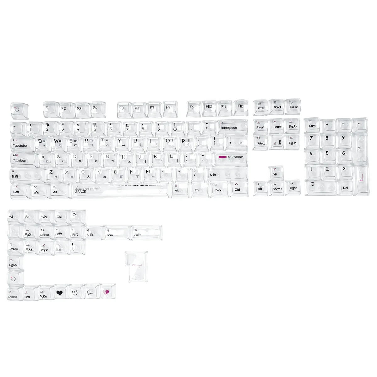 Korean character root transparent keycaps CBSA height small full set ...