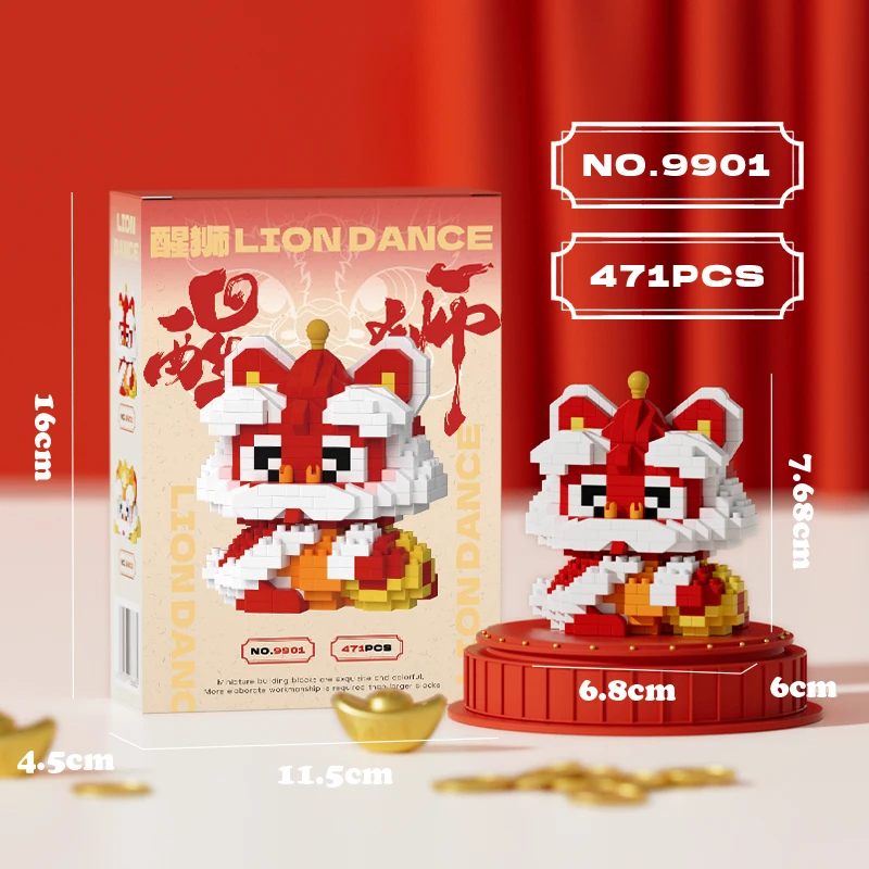 New Arrivals 2024 Micro Blocks Lion Dance Kids Toys Building Blocks ...