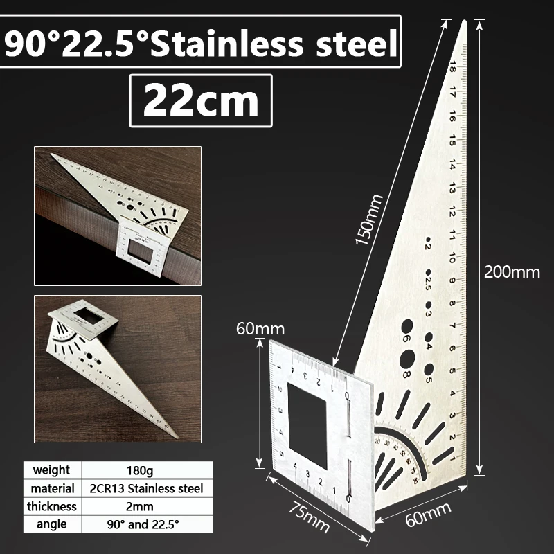 Stainless Steel Saddle Layout Square Gauge 45_90 Degree Angle T Ruler ...