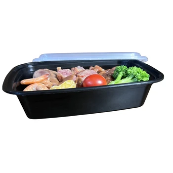 32oz Injection Black Rectangular Meal Prep Container 1 Compartment ...