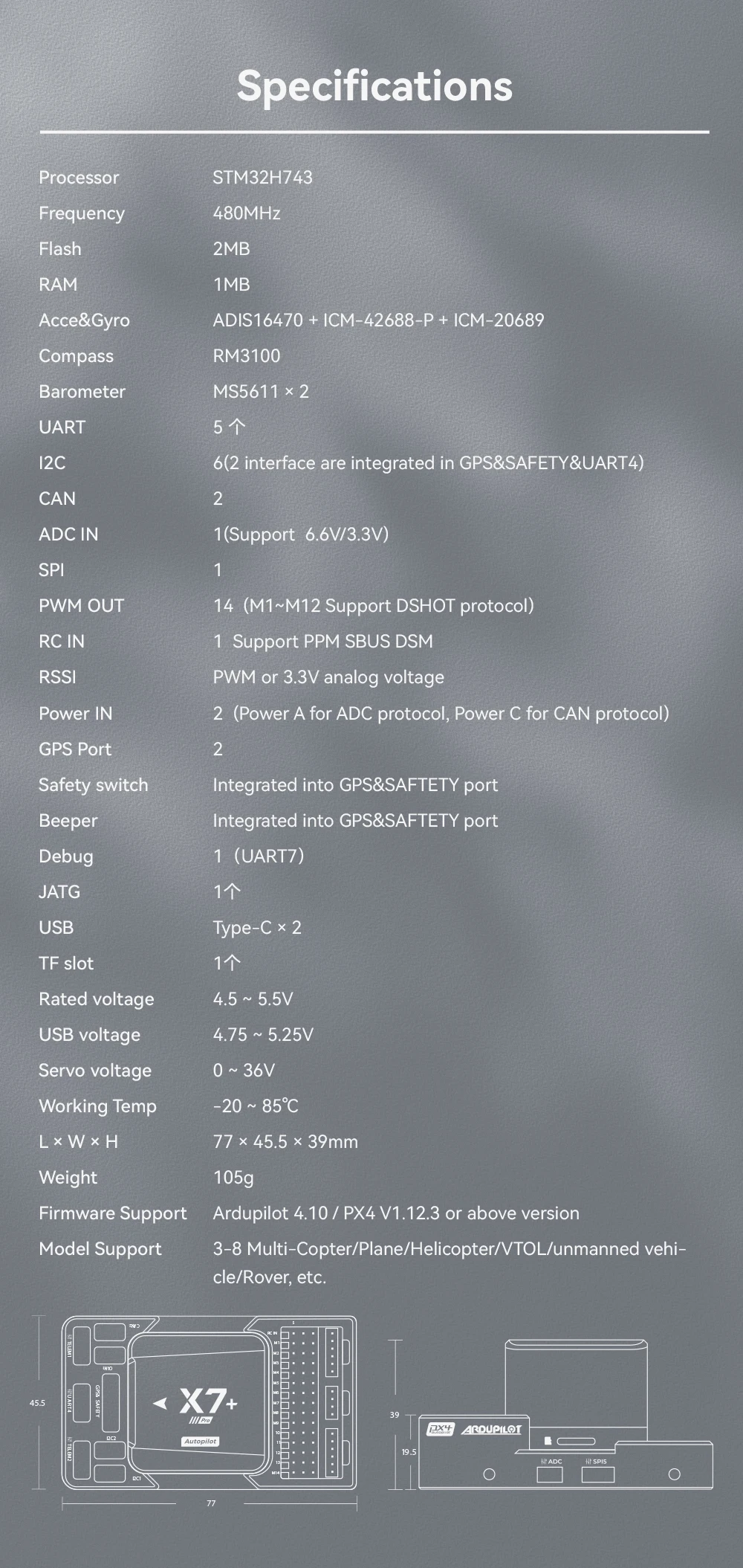 Cuav Autopilot X7+ Pro Open Source Flight Controller Stm32h743 ...