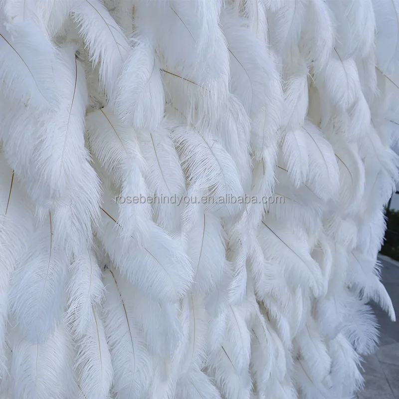 New White Feather Wall Backdrop Wedding Wall Artificial Flowers Panel ...