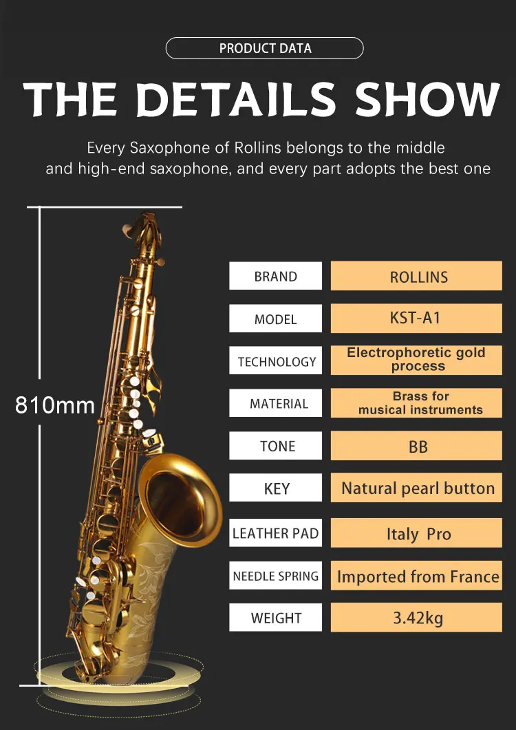 Musical Instruments High F#bb Key Golden Lacquer Kst-a1 Tenor Saxophone ...