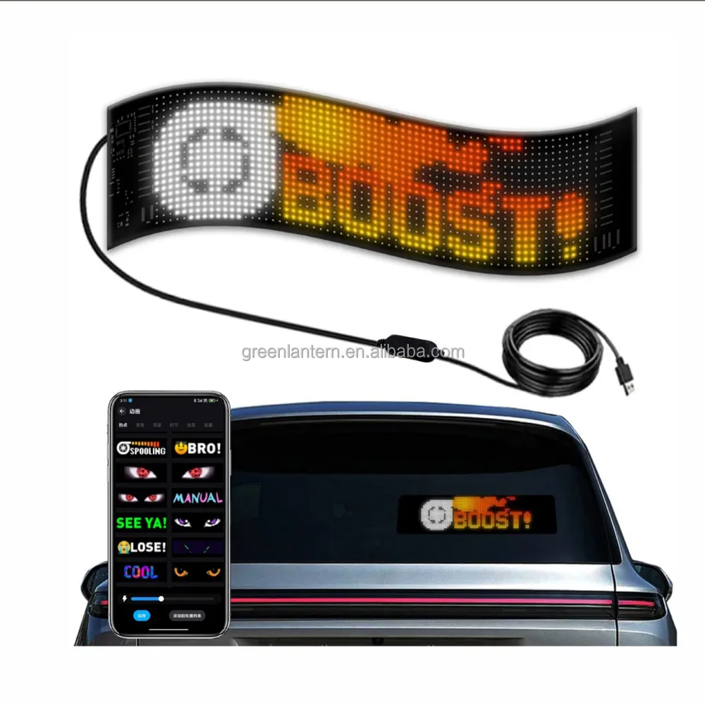 LED Flexible Display Car App Control DIY Programmable Words Texts ...