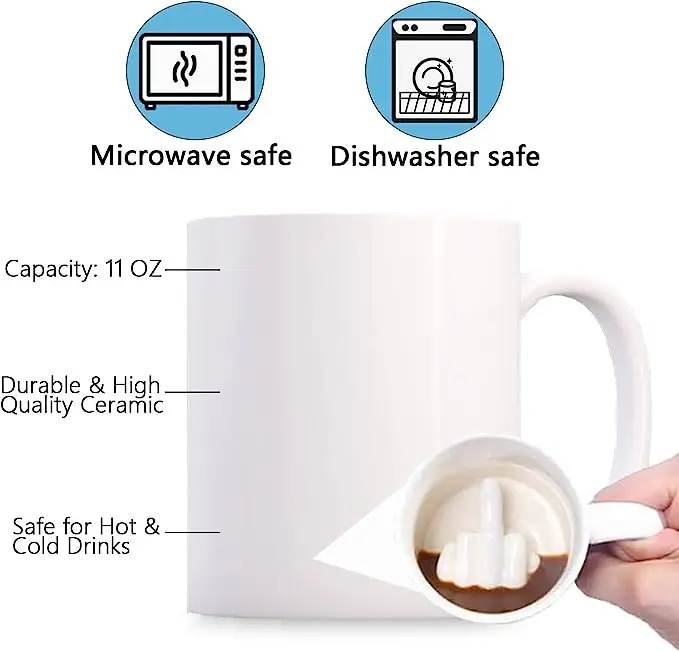 P195 Middle Finger Cup Ceramic Novelty Coffee Mug - 350ml