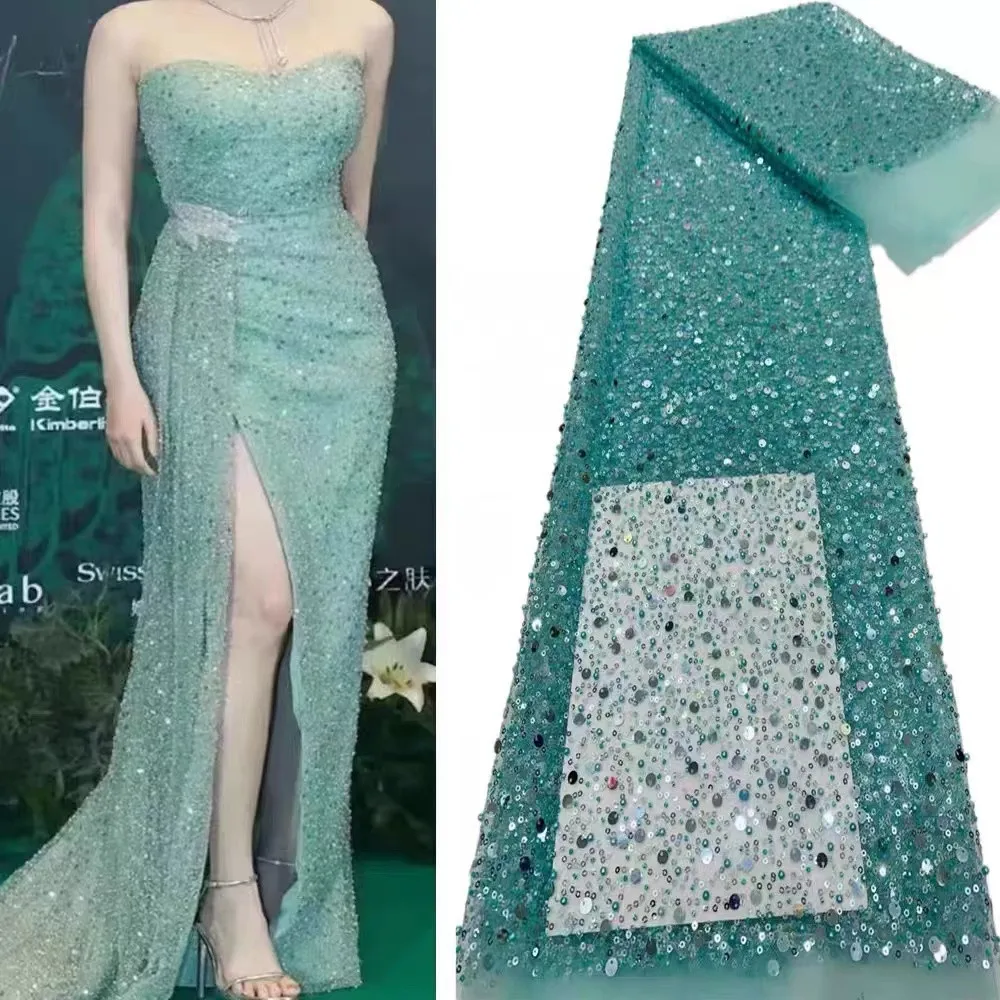 Tela De Abalorios De Encaje Bordado - Wholesale Sequin Beads Fabric