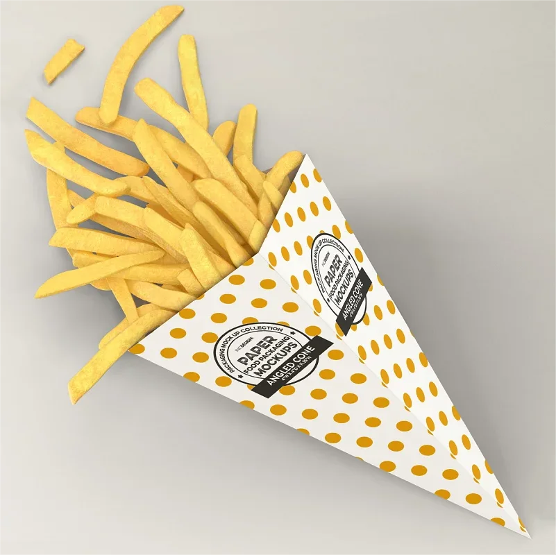 Oil Proof Bag Triangle Chips Food Cones with Dip Pocket