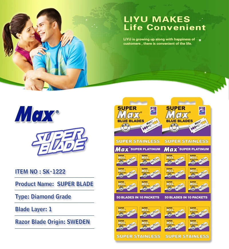 MAX Double Edge Shaving Razor Blades - 100PCS per Pack