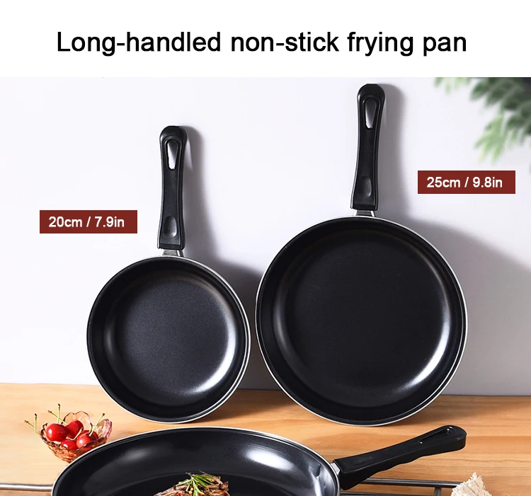 3pcs Non Stick Cookware Frying Cooking Pan Egg Pans Fry Pan With Long ...