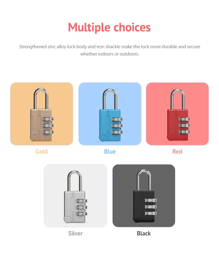 Mini 3-digit Combination Lock Cheap Secure Travel Padlock With Number ...