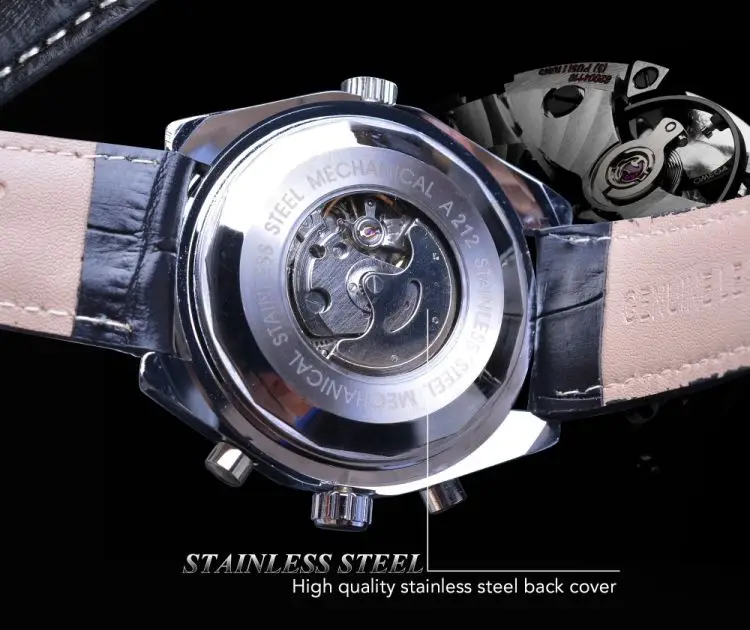 JARAGAR GMT1144 Luxury Men's Mechanical Automatic Watch with Leather ...