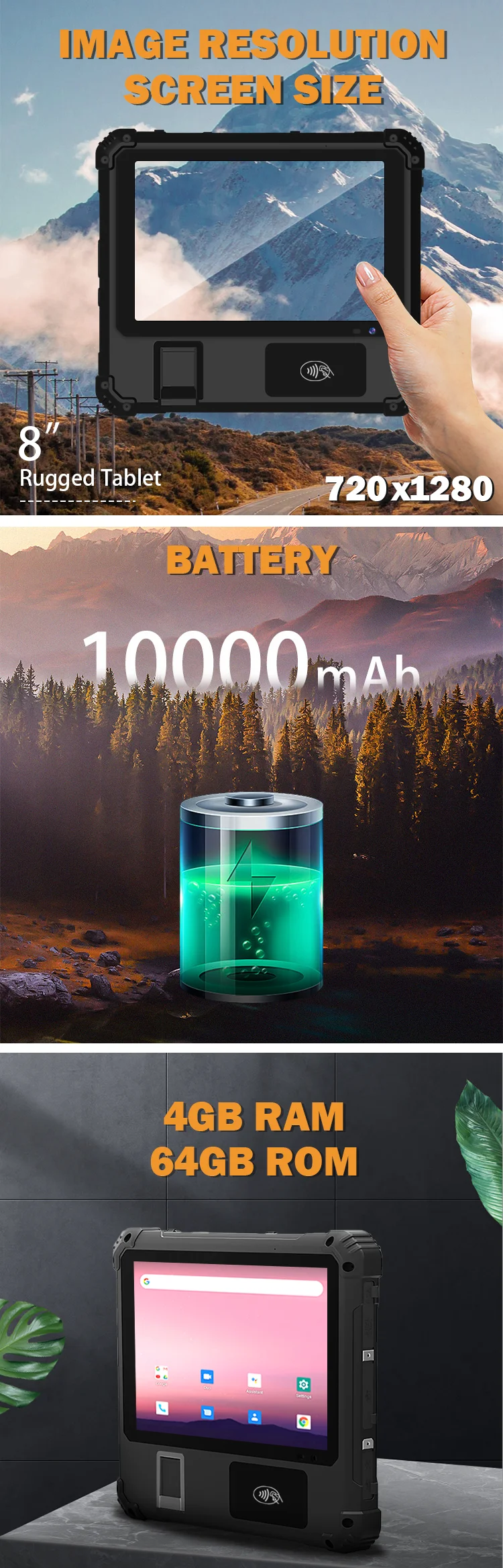 Custom Rugged Tablet 1000 Nits Wifi Gps Attendance Biometric Handheld ...