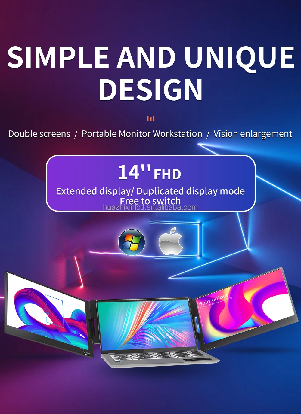 Wholesale Dual Triple Display FHD Screen 14 Inch Laptop Monitor