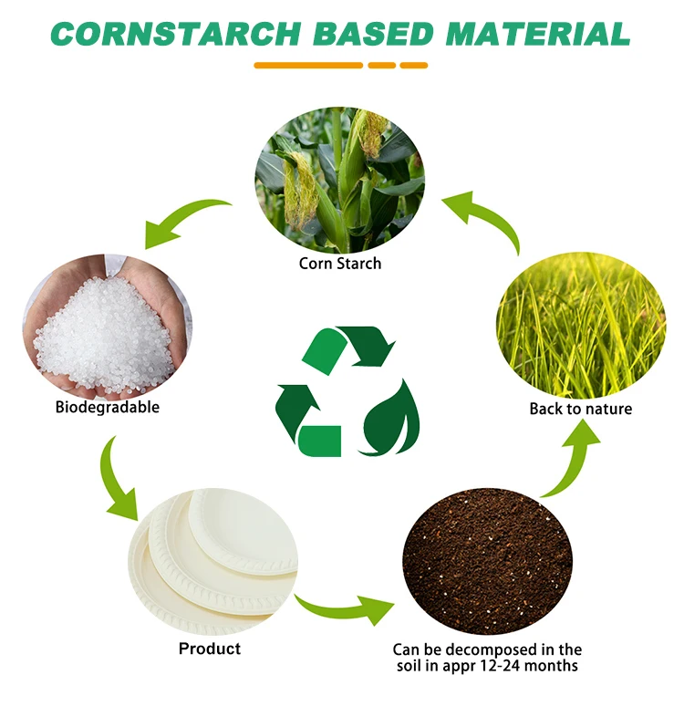 9 Inch 3 Compartments Corn Starch Round Plate Biodegradable Disposable ...