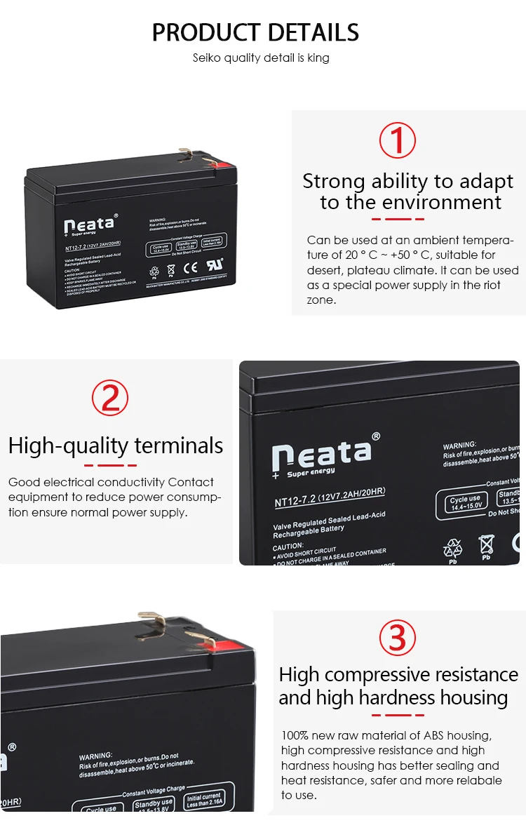 Neata Mini Sealed AGM Battery - 12V 7ah Deep Cycle Power