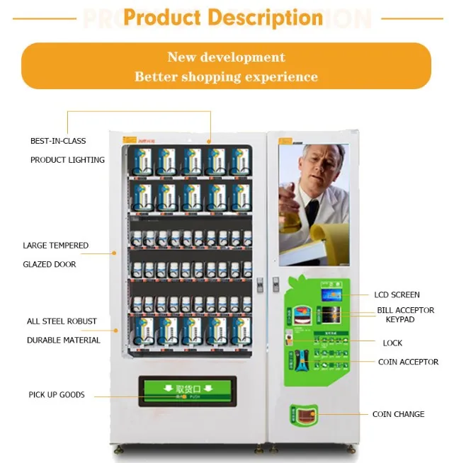 Indoor Free Standing Smart Advertising Lcd Display Vending Machine With ...