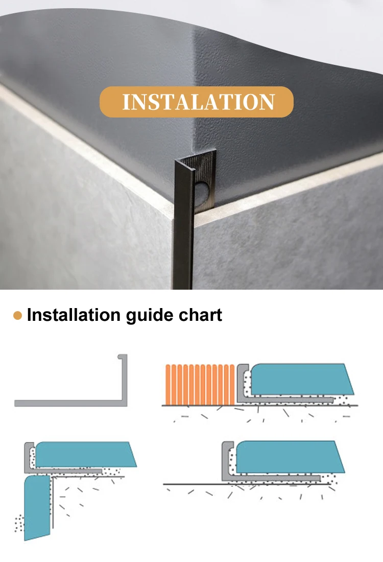 Aluminum Profile for Wall and Floor Tile Decorative Trim