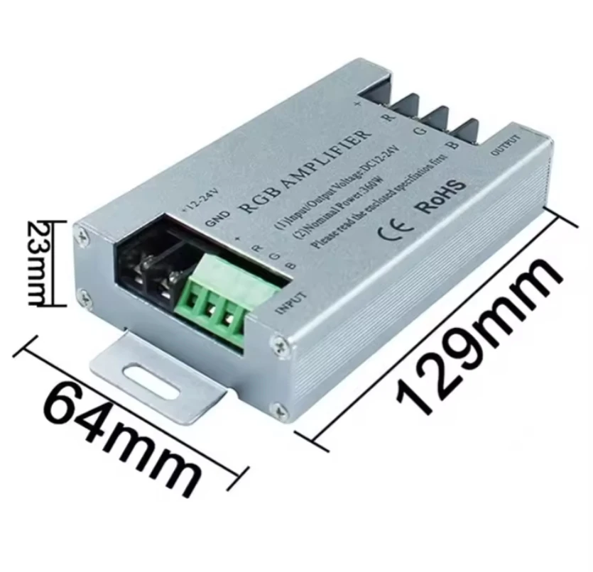 LED Amplifier Aluminum 12A 24A 12V 24V High Speed RGB Signal Repeater Led Power Amplifier for ...
