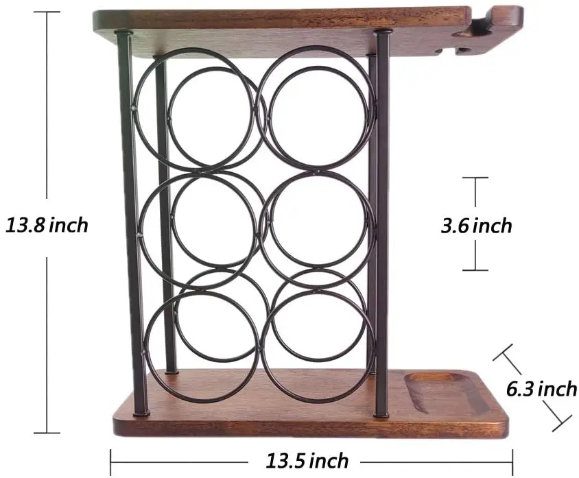 Rustic Freestanding Wine Decor Tabletop Wine Storage Rack Stand Wooden ...