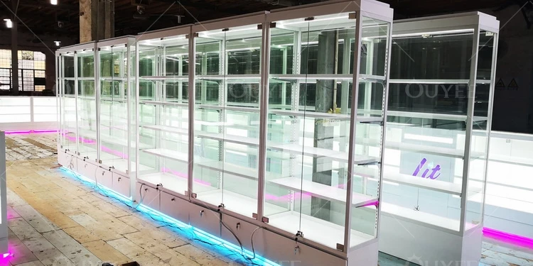 Modern Counter Dispensary Display Cases for Smoke Shops