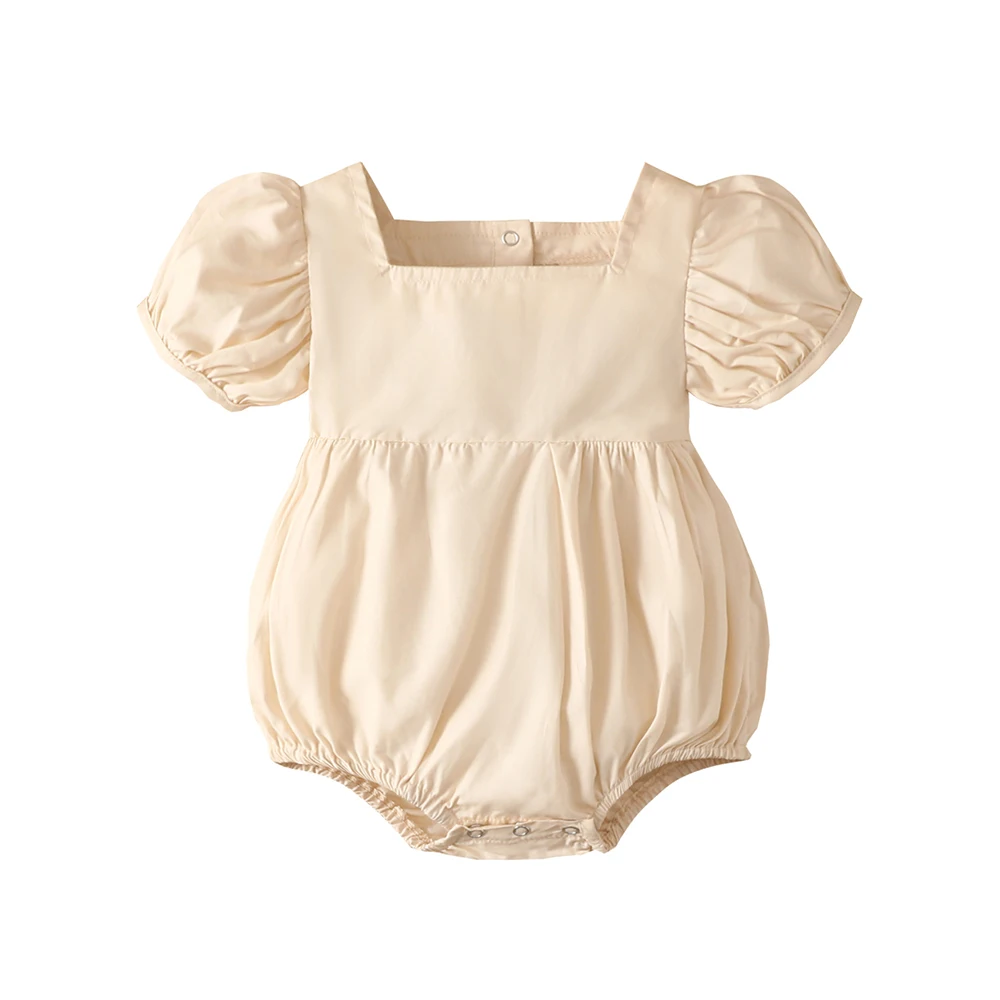 Baby Girls' Rompers Newborn Puff Sleeve Cotton Jacquard Bubble Romper Girls' Clothing - Buy ...