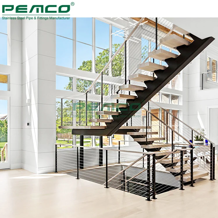 Foshan Modern Wooden Staircase Floating Straight Stairs Customized ...