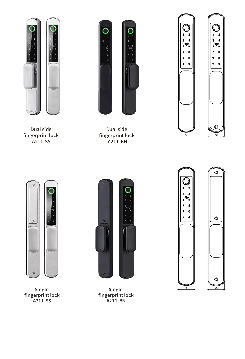 Smartek 85 Series Mortise Latch Sliding Door Lock with Keys
