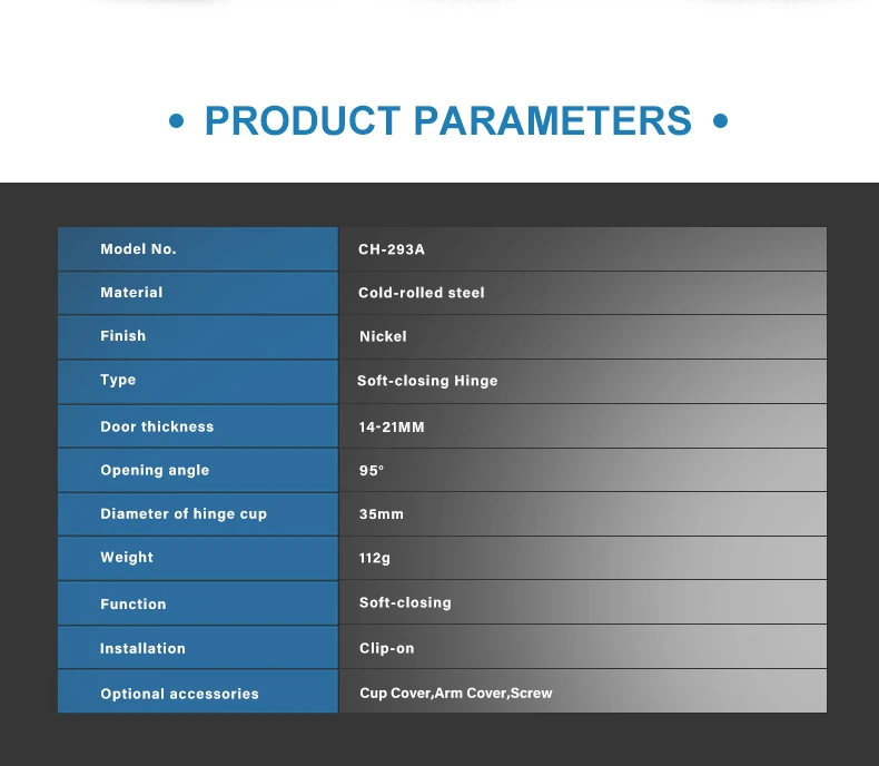 Roeasy Ch-293a Hydraulic Damping Hinge 95 Degree Soft Close Hinge 35mm ...