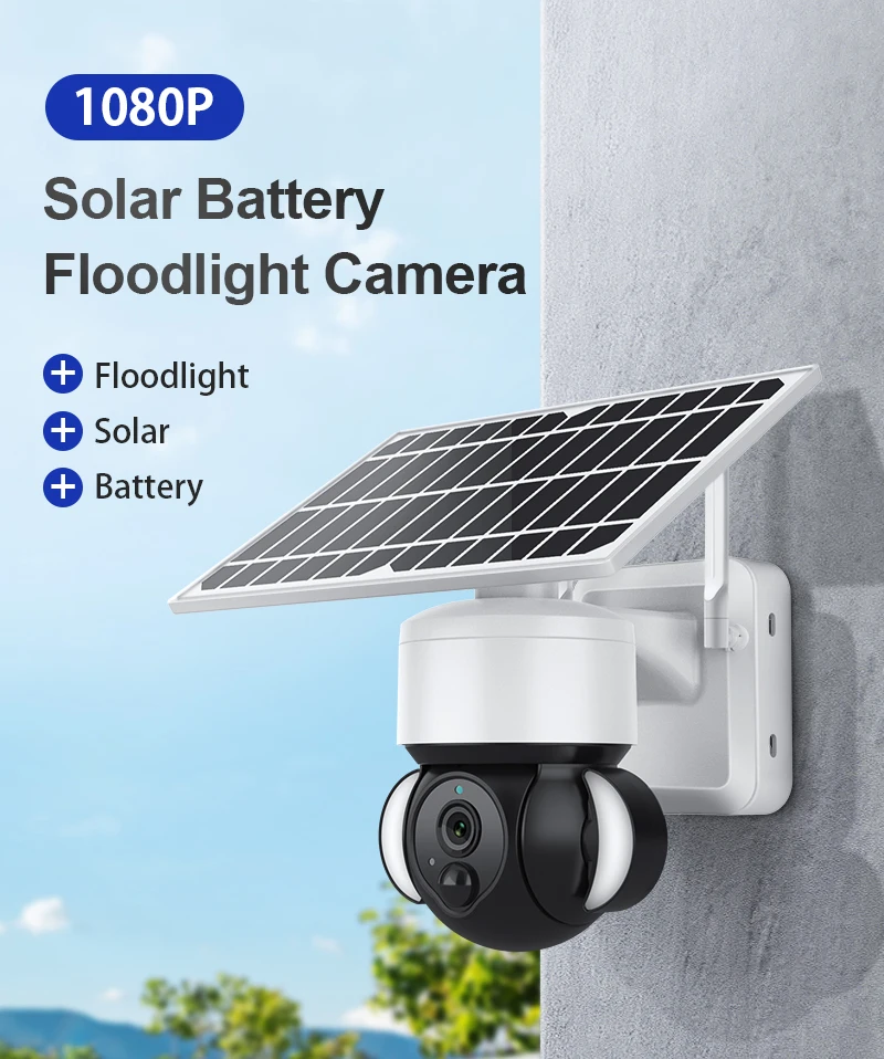 Outdoor IP66 Floodlight Wireless 1080P PTZ Solar Camera