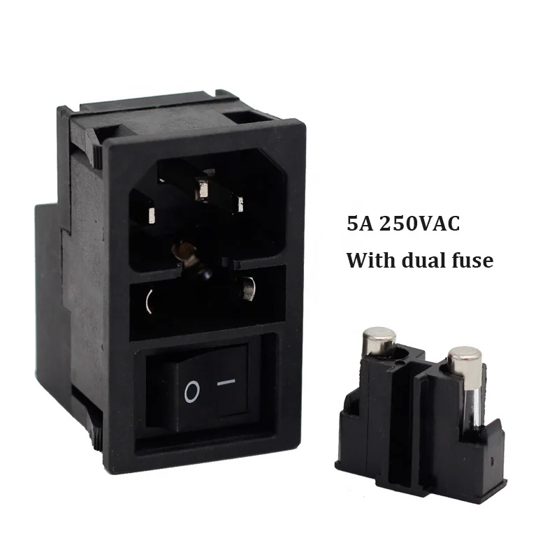 10A 250V Power Socket with Push in Fuses for Industrial Use