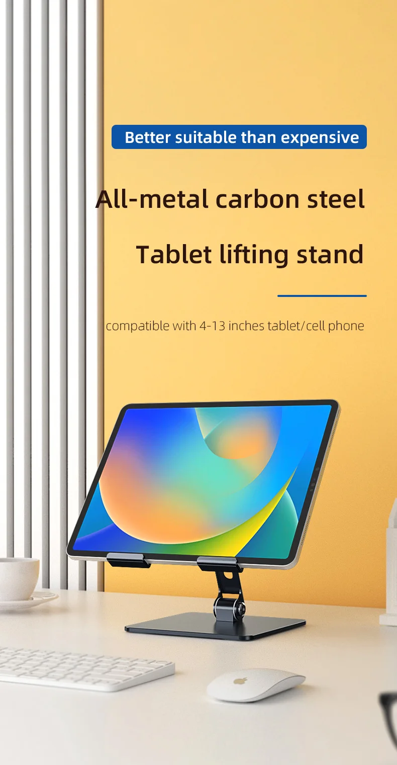 Height Adjustable Aluminum Stand for Ipad - Portable & Durable
