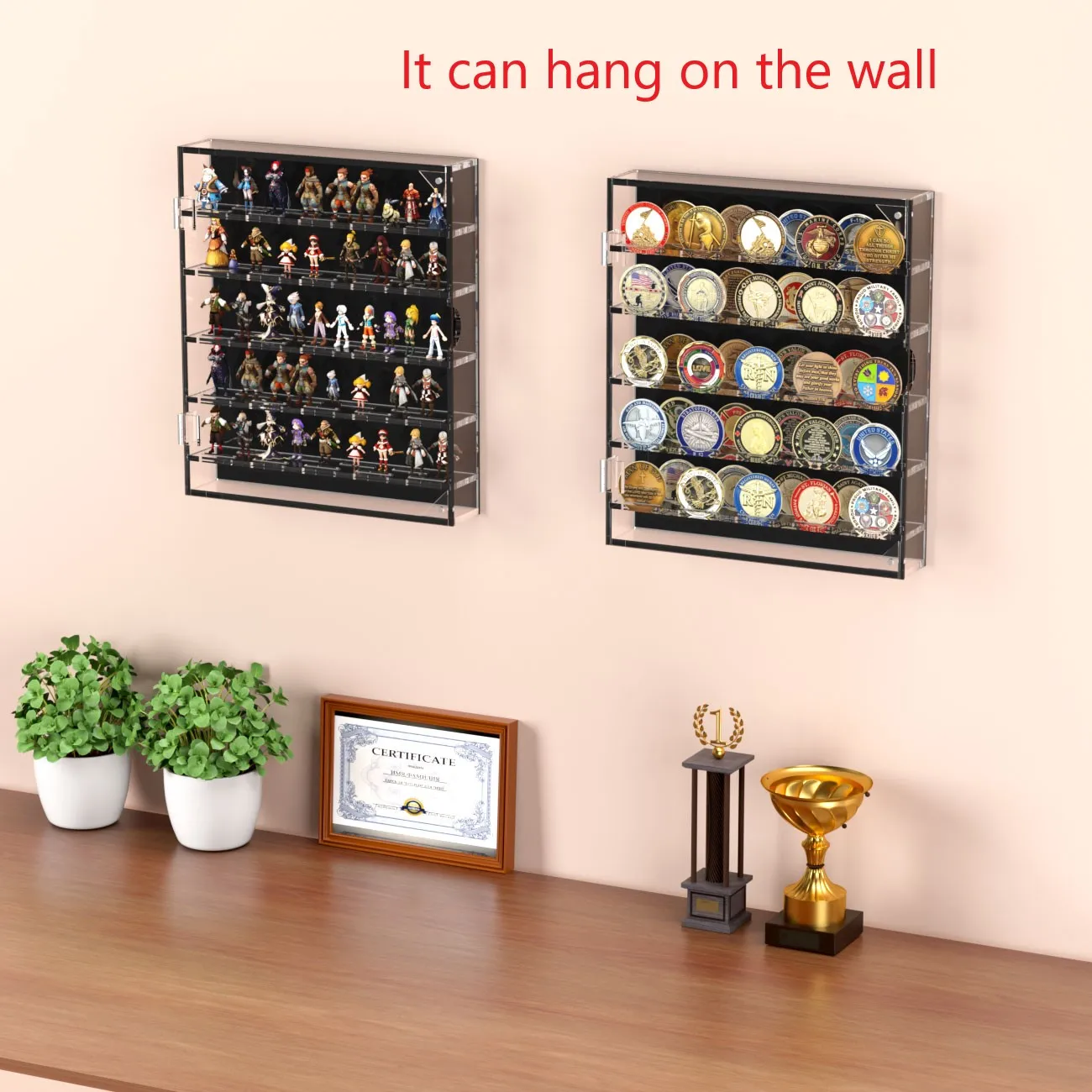 Acrylic Challenge Coin Display Case Holder Wall Mounted Rack Coin ...