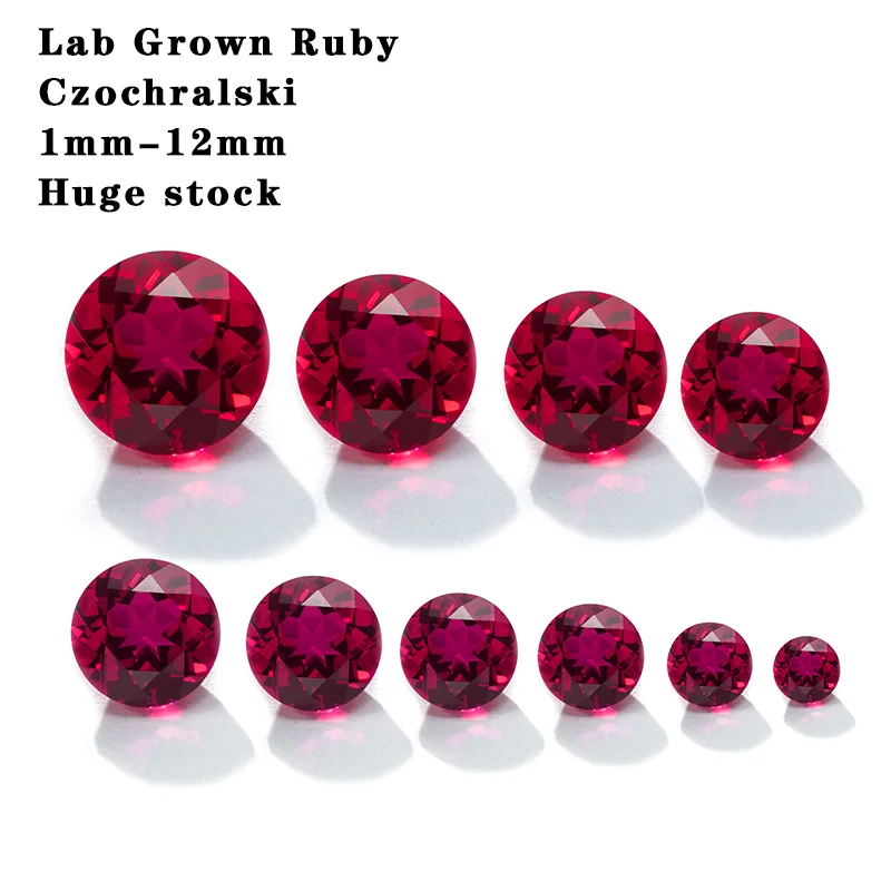 Red Ruby 1mm-12mm Lab Grown Blood Round Cut Lab Grown Pigeon Blood Red ...