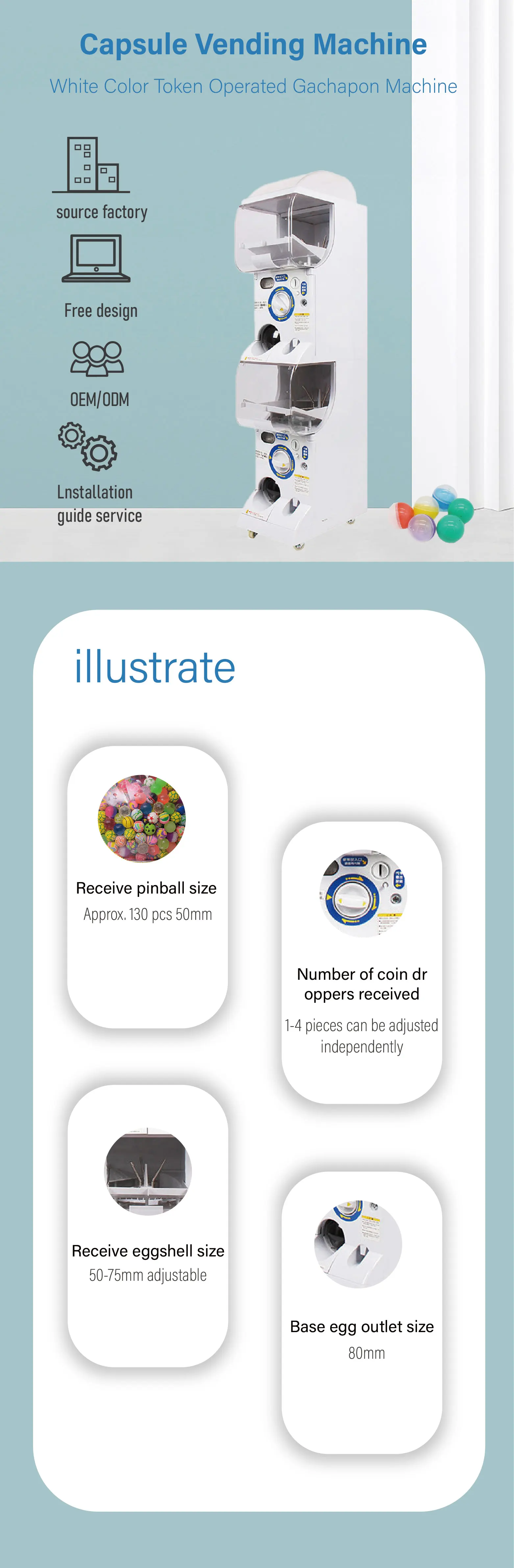 Premium Tokenoperated Gachapon Machine With Capsule Vending Function ...