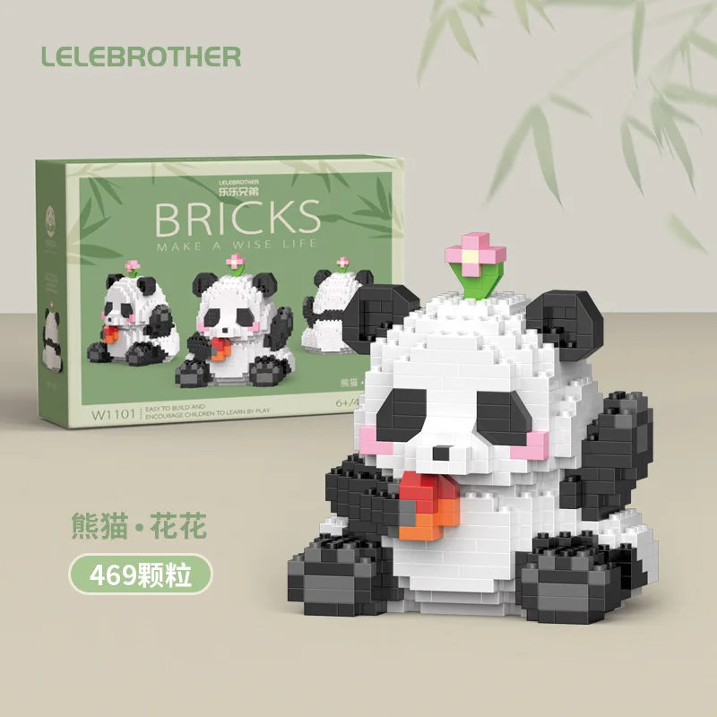 Cute Panda Tiny Particle Blocks Model Building Toys Assembled ...