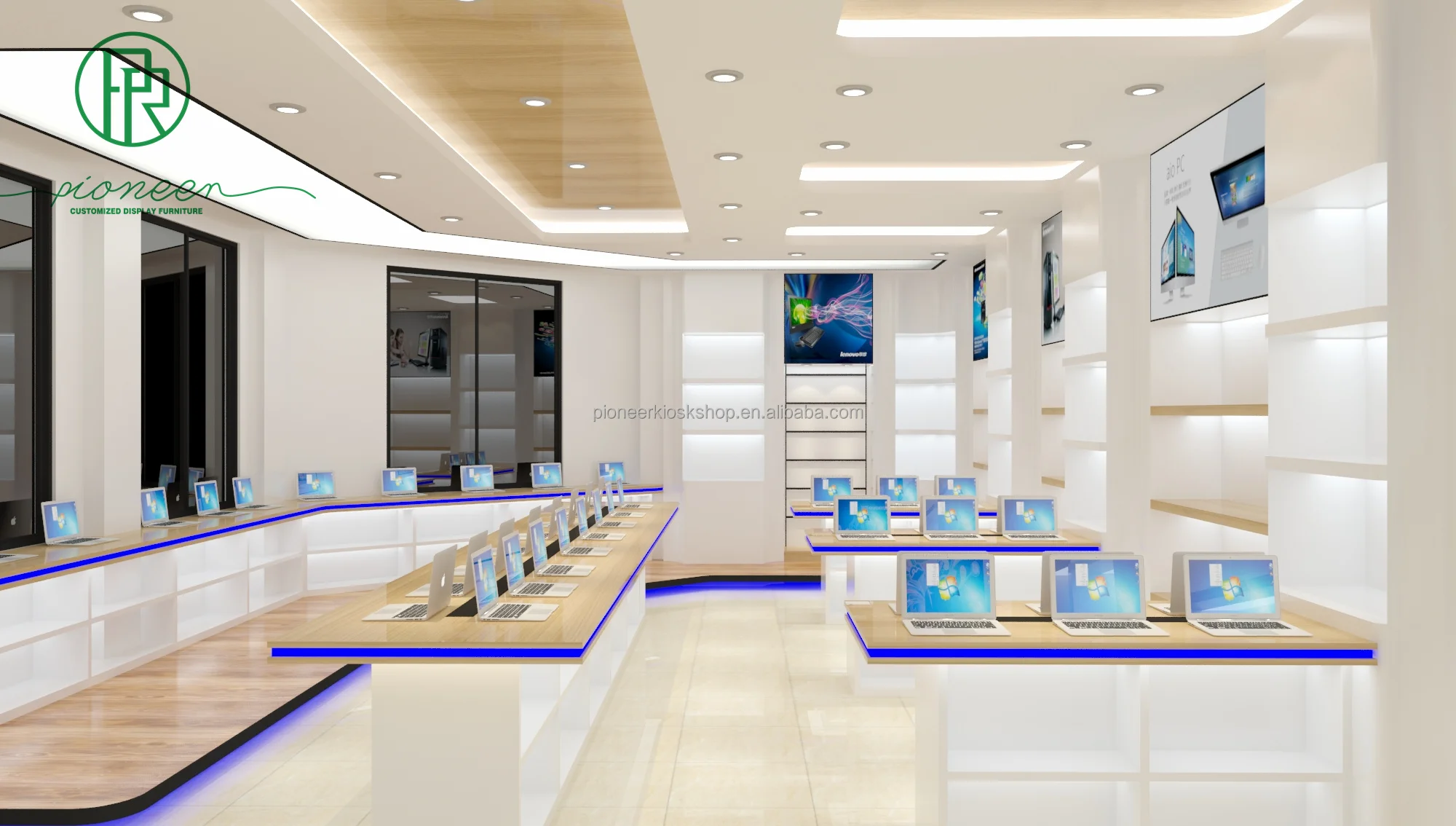 Computer Shop Interior Design: Electronics Laptop Phone Store Display ...