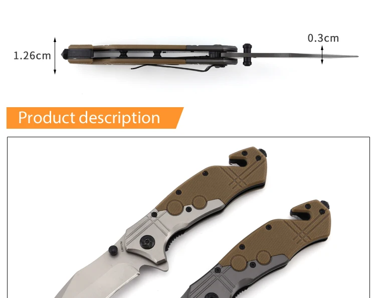 G10 Handle Hunting Self Defense Defender Custom Black Folding Knife ...