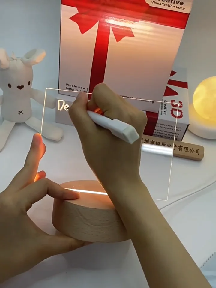 Home Decoration Creative Erasable Acrylic Memo Message Note Board Led ...