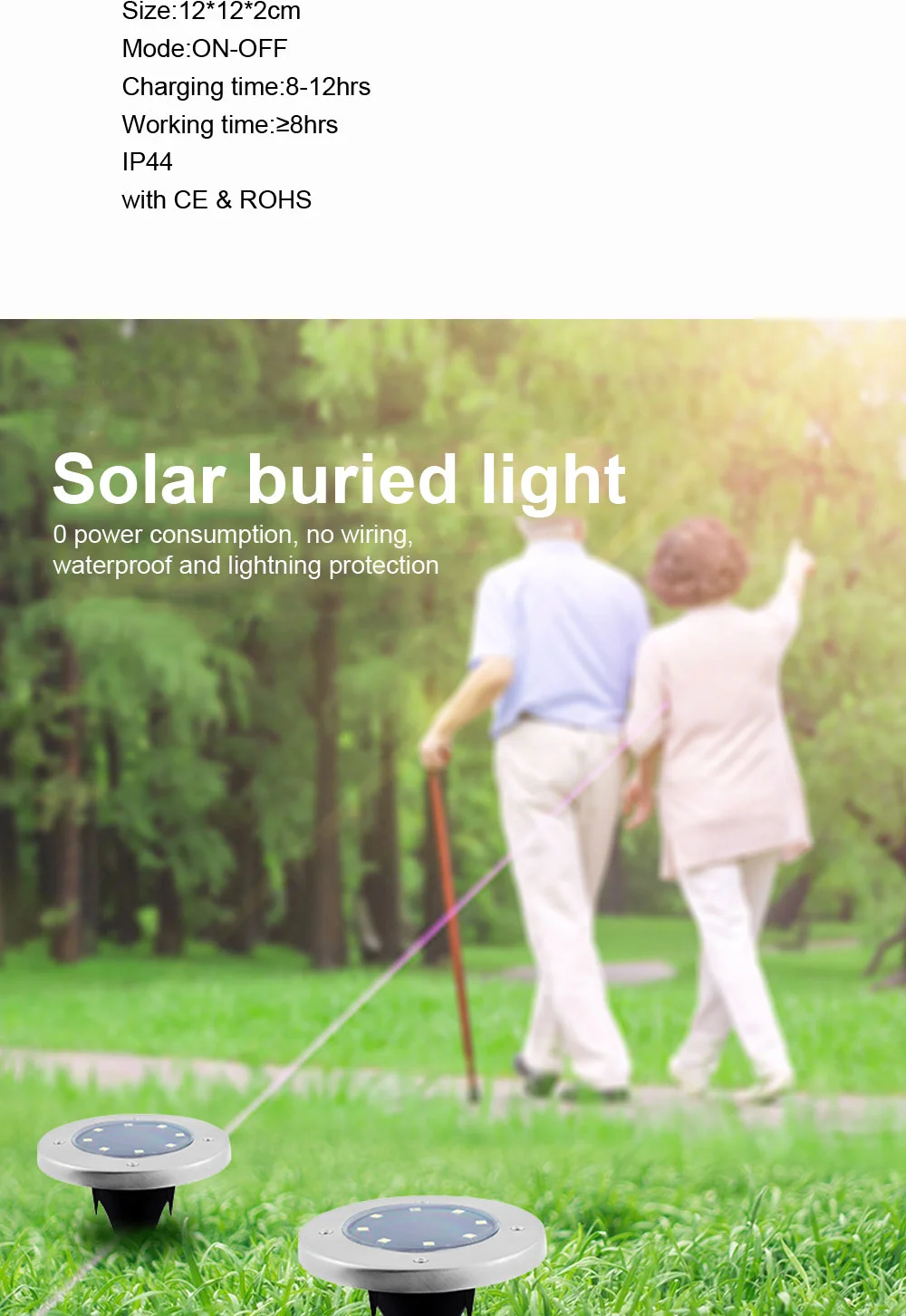 Outdoor Waterproof Solar LED Garden Ground Disk Lights