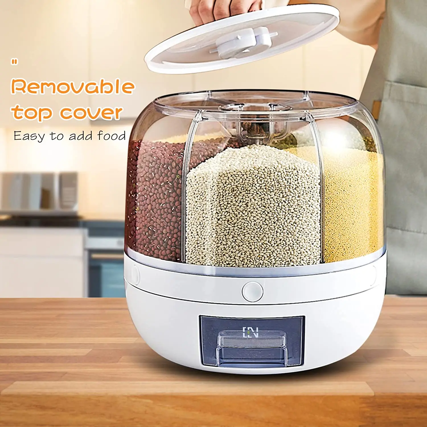 Restaurant Rice Dispenser Container 6 Grid 360 Rotatable Plastic Cereal ...